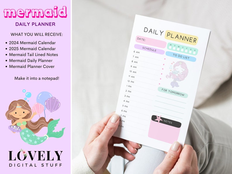 Mermaid Daily Planner Pdf, Printable Daily Planner, Daily Planner ...