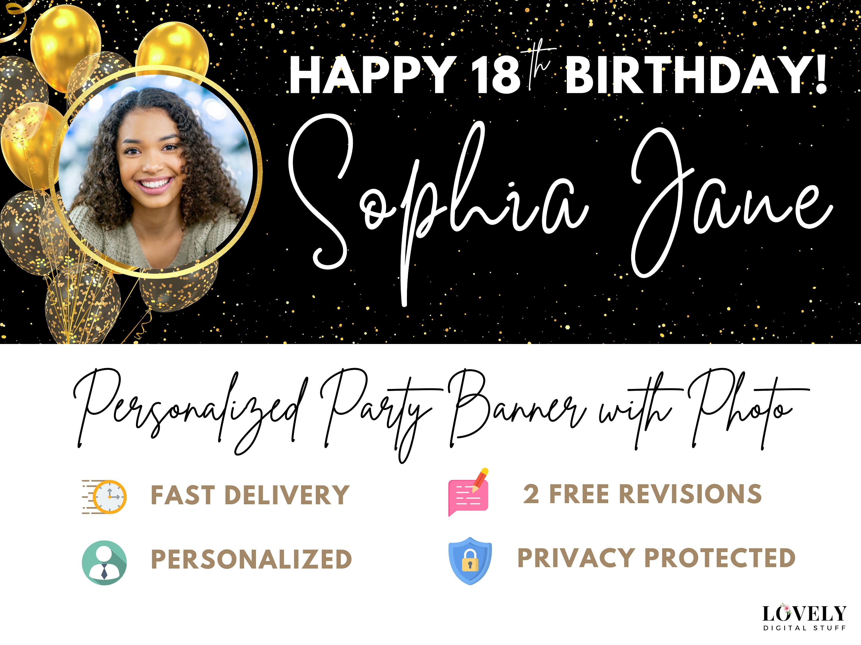 Personalized Birthday Banner With Picture Template, Customized Birthday ...