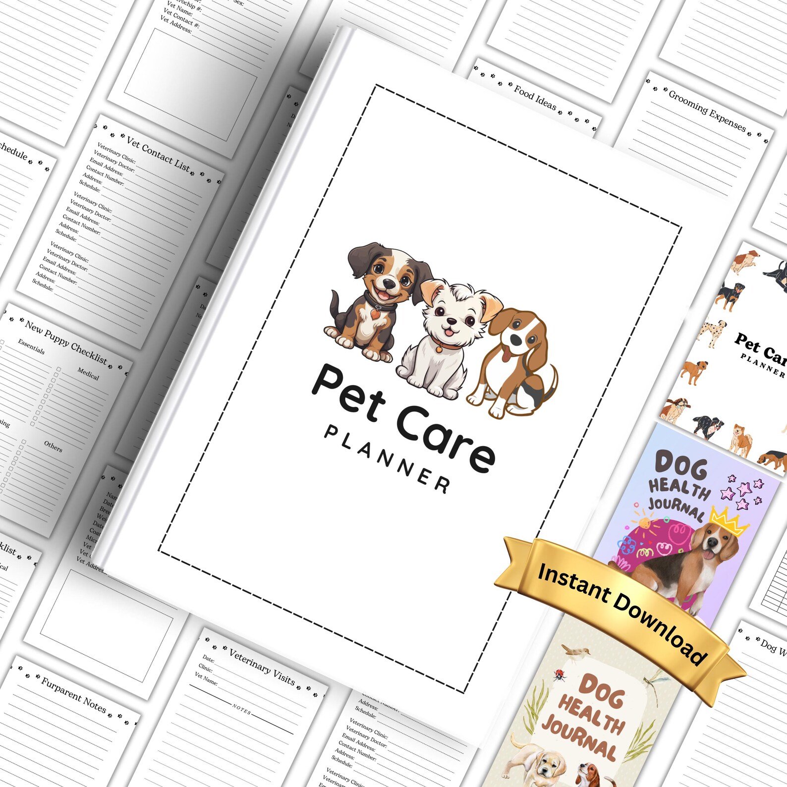 Pet Planner, Minimalist Pet Care Journal Template. Printable PDF Dog ...