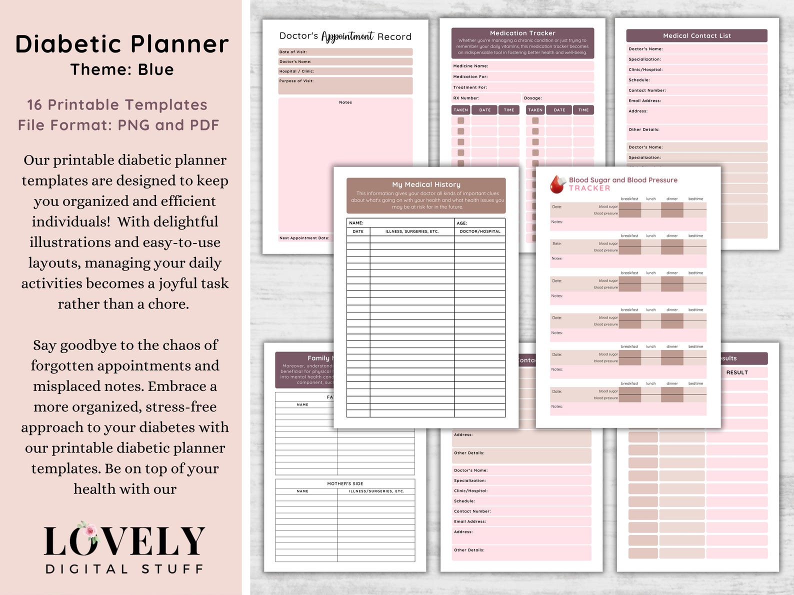 Printable Diabetes Planner, Diabetic Health Journal Template, Medical ...