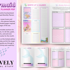 Printable Mermaid Monthly Planner PDF, Month at Glance Planner, Mermaid ...