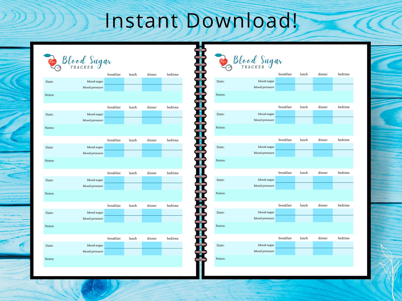 Blood Sugar With Blood Pressure Tracker, Printable Medical Tracker for ...