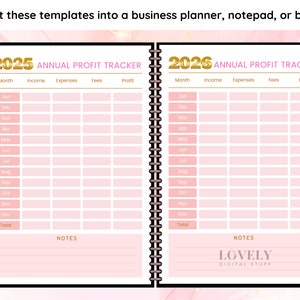 Pink Business Annual Profit Tracker, Printable Business Template ...