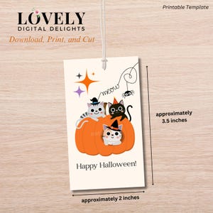 Halloween Gift Tag, Printable Trick or Treat Bag Tag, Halloween Cat Tag ...