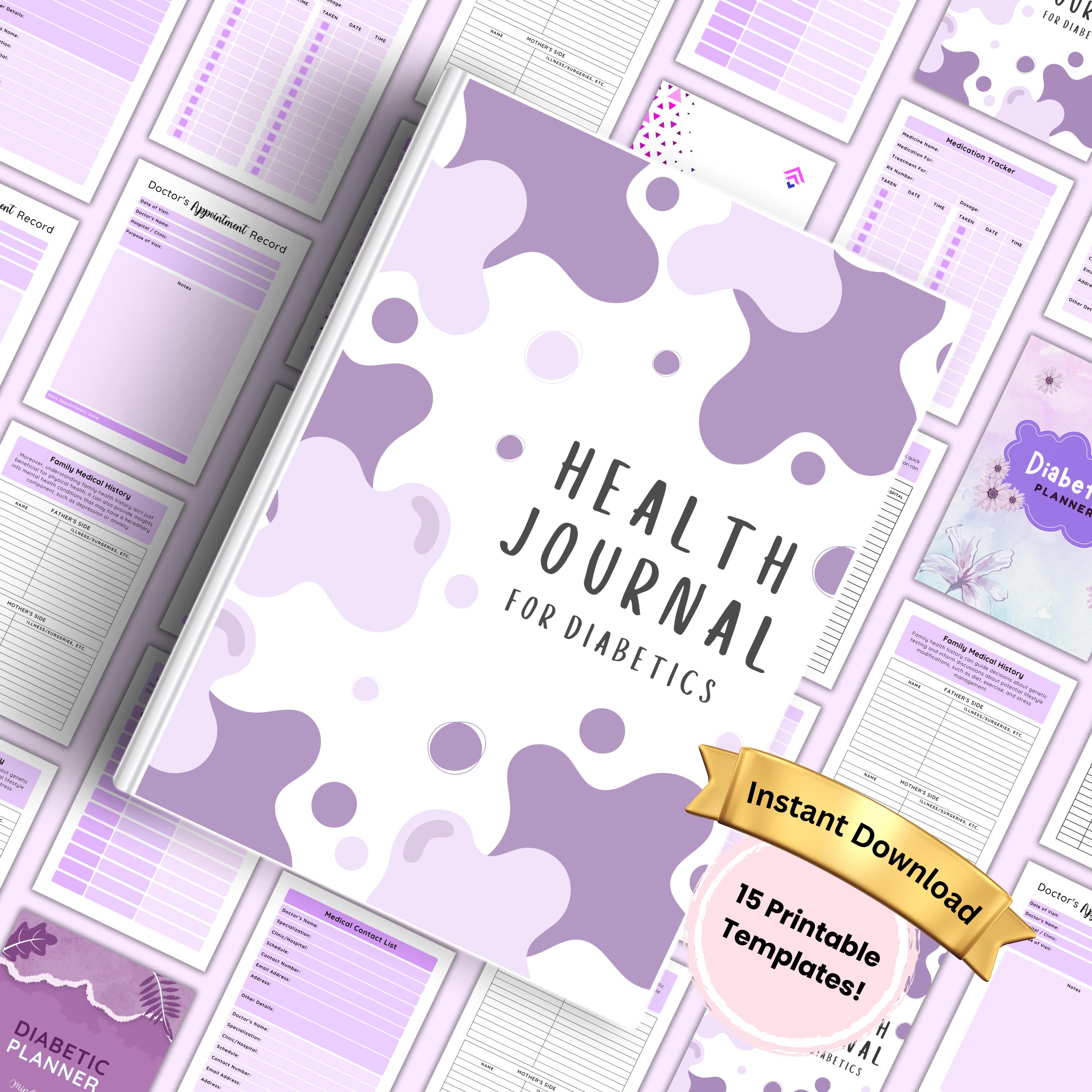 Diabetes Planner, Printable Health Journal, Glucose Tracker, Insulin ...