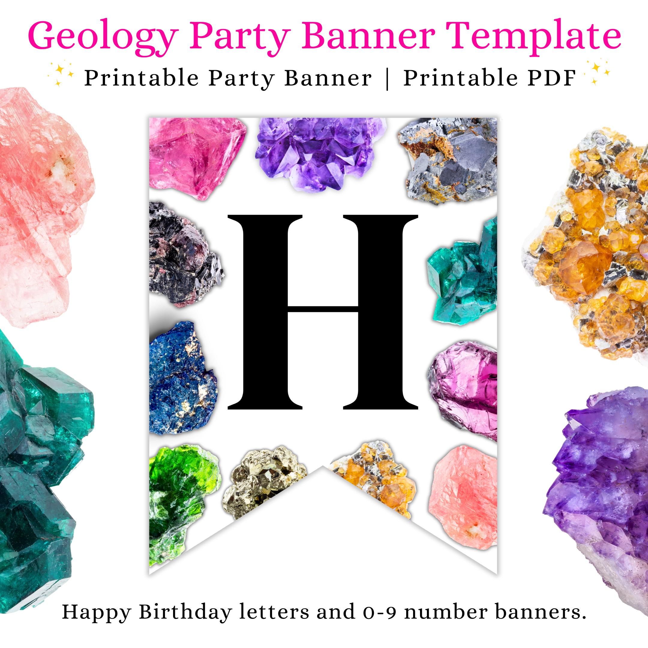 Geology Happy Birthday Banner, Party Banner Template PDF, Printable ...