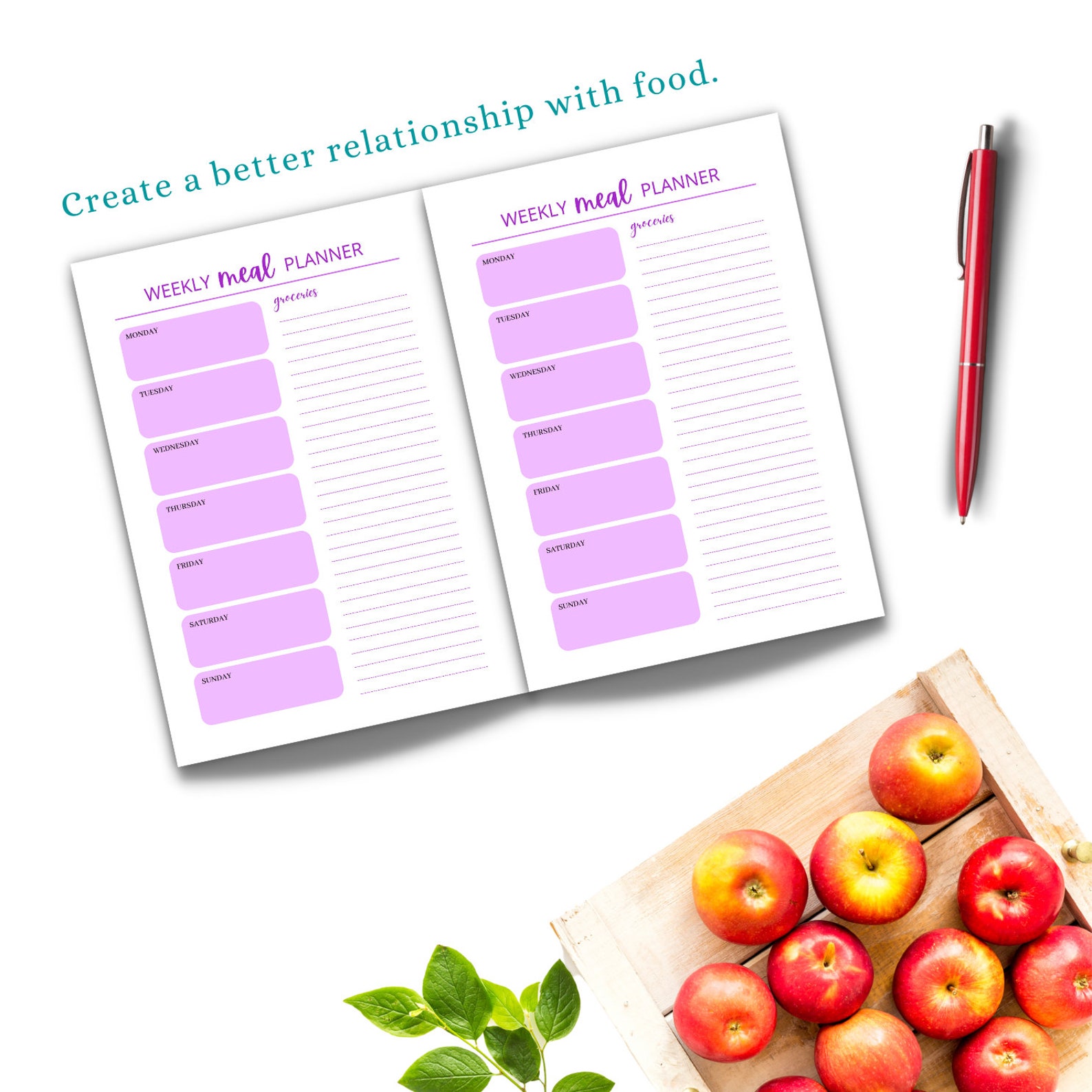 Printable Weekly Planner With Grocery List Template, Meal Prep Planner ...