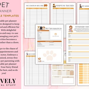 Printable Pet Planner, Dog Health Record, Veterinary Visit, Vet ...