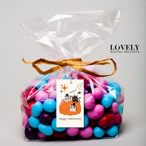 Halloween Gift Tag, Printable Trick or Treat Bag Tag, Halloween Cat Tag ...