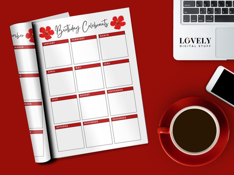 Printable Red Theme Planner Template, 10 Layouts, Instant Download ...