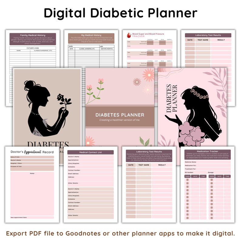 Printable Diabetes Planner, Diabetic Health Journal Template, Medical ...