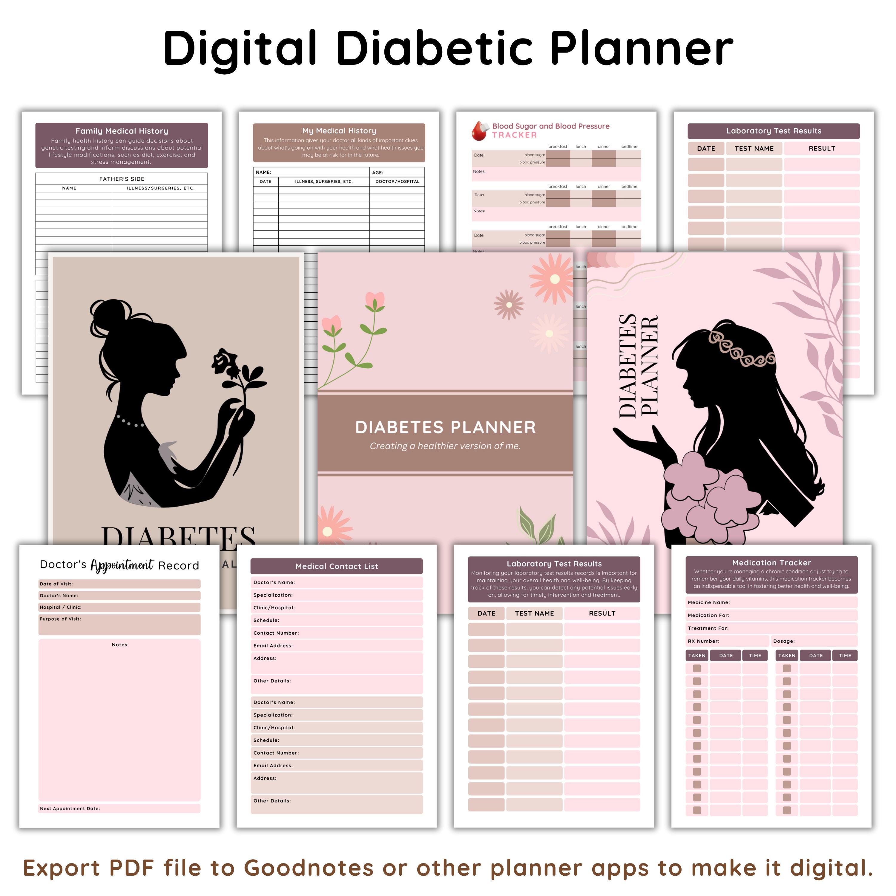 Printable Diabetes Planner, Diabetic Health Journal Template, Medical ...