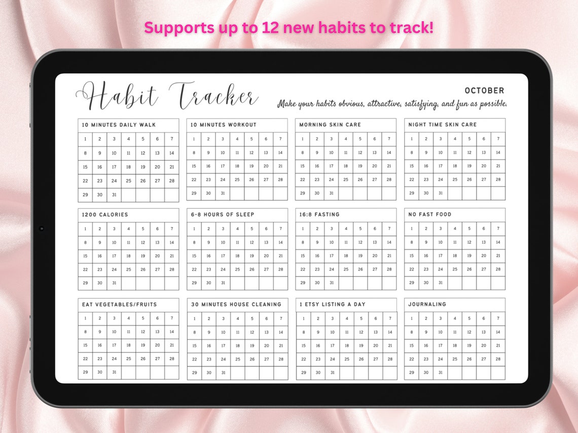 Digital Habit Tracker, 12 Months Habit Tracker, Productivity Planner ...
