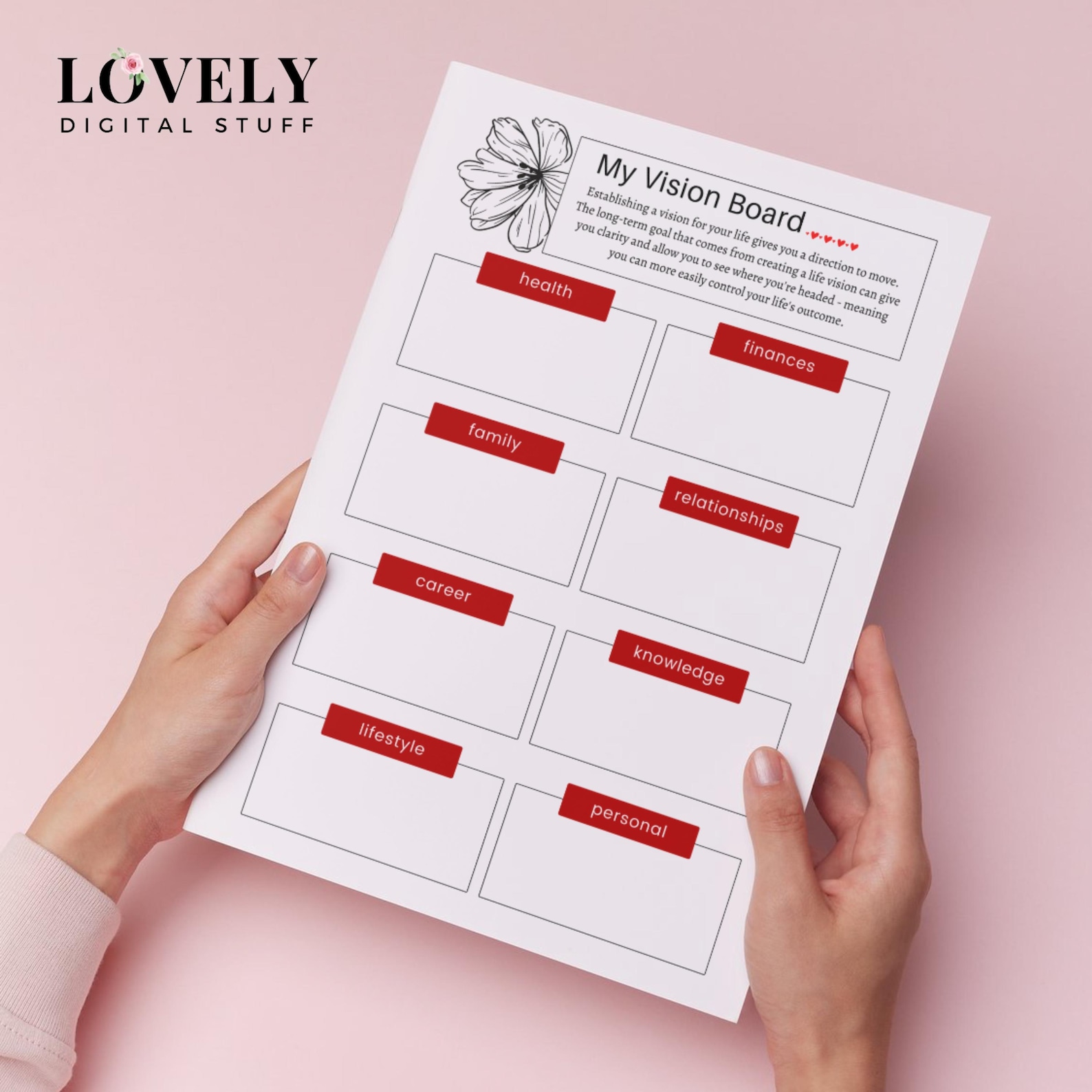 Printable Red Theme Planner Template, 10 Layouts, Instant Download ...