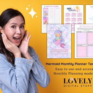 Printable Mermaid Monthly Planner PDF, Month at Glance Planner, Mermaid ...