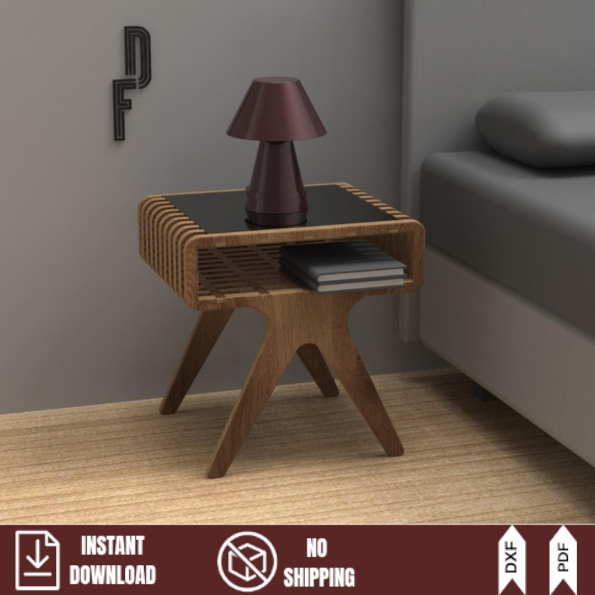 Mid Century Modern Nightstand DXF, Parametric Bedside Table Plans, Cnc ...