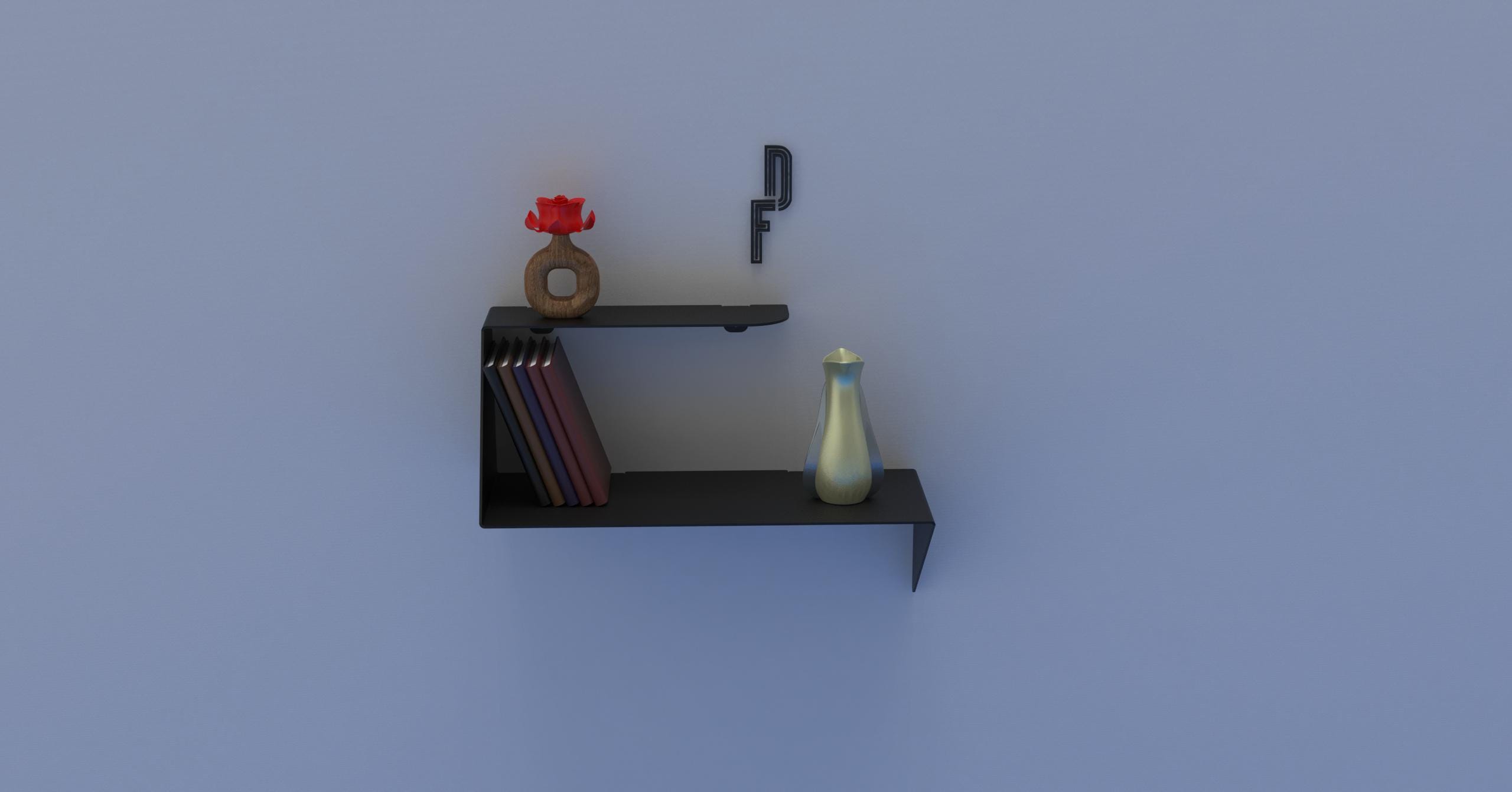 Modern Metal Wall Shelf Design, Minimalist Floating Shelf, Bending ...