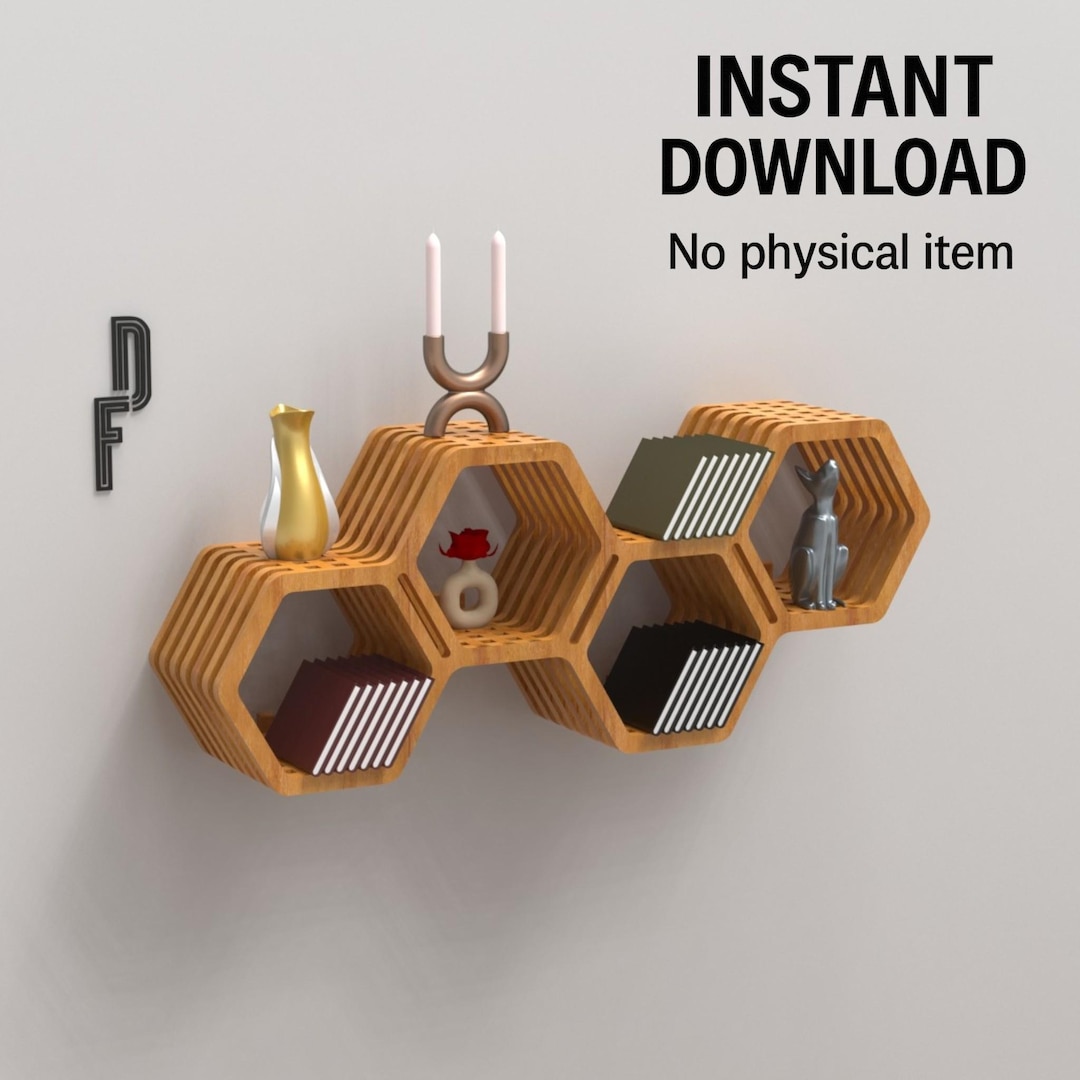 Parametric Wall Shelf Plan, Honeycomb Bookshelf CNC Files, Digital ...