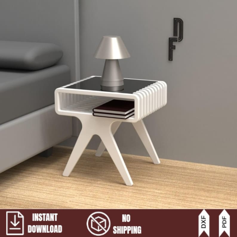 Mid Century Modern Nightstand DXF, Parametric Bedside Table Plans, Cnc ...