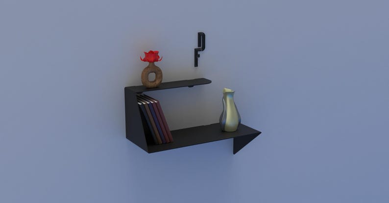 Modern Metal Wall Shelf Design, Minimalist Floating Shelf, Bending ...