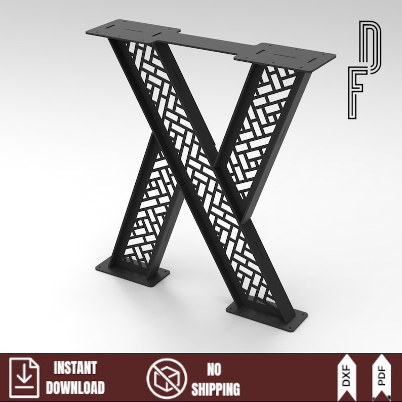 Industrial X Design Metal Table Base | CNC Plasma Cut DXF File | 5mm ...