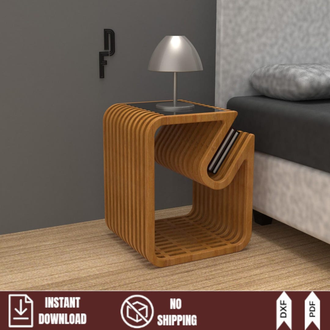 Modern Nightstand Plans Pdf | DIY Plywood Bedside Table With Magazine ...