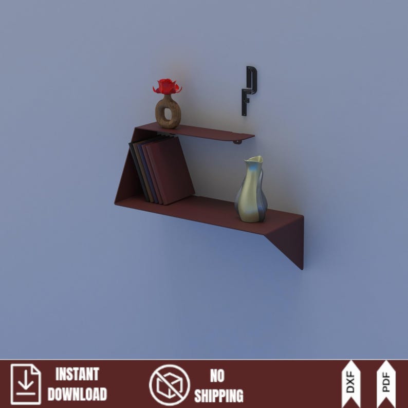 Metal Wall Shelf DXF Files for Laser Cutting | Modern Floating ...