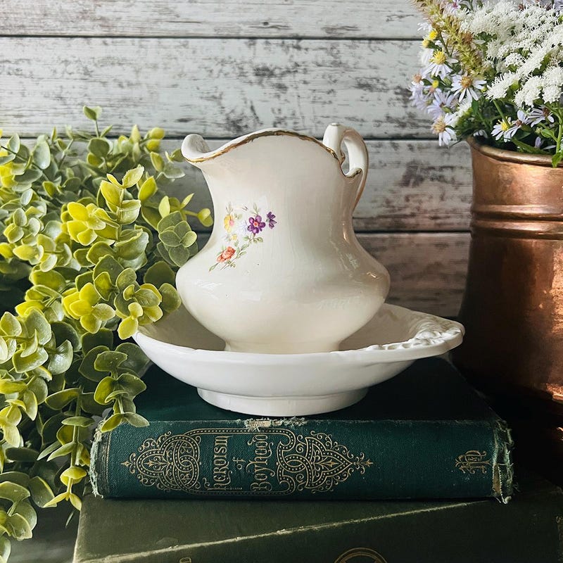 Pitcher and Bowl - Etsy