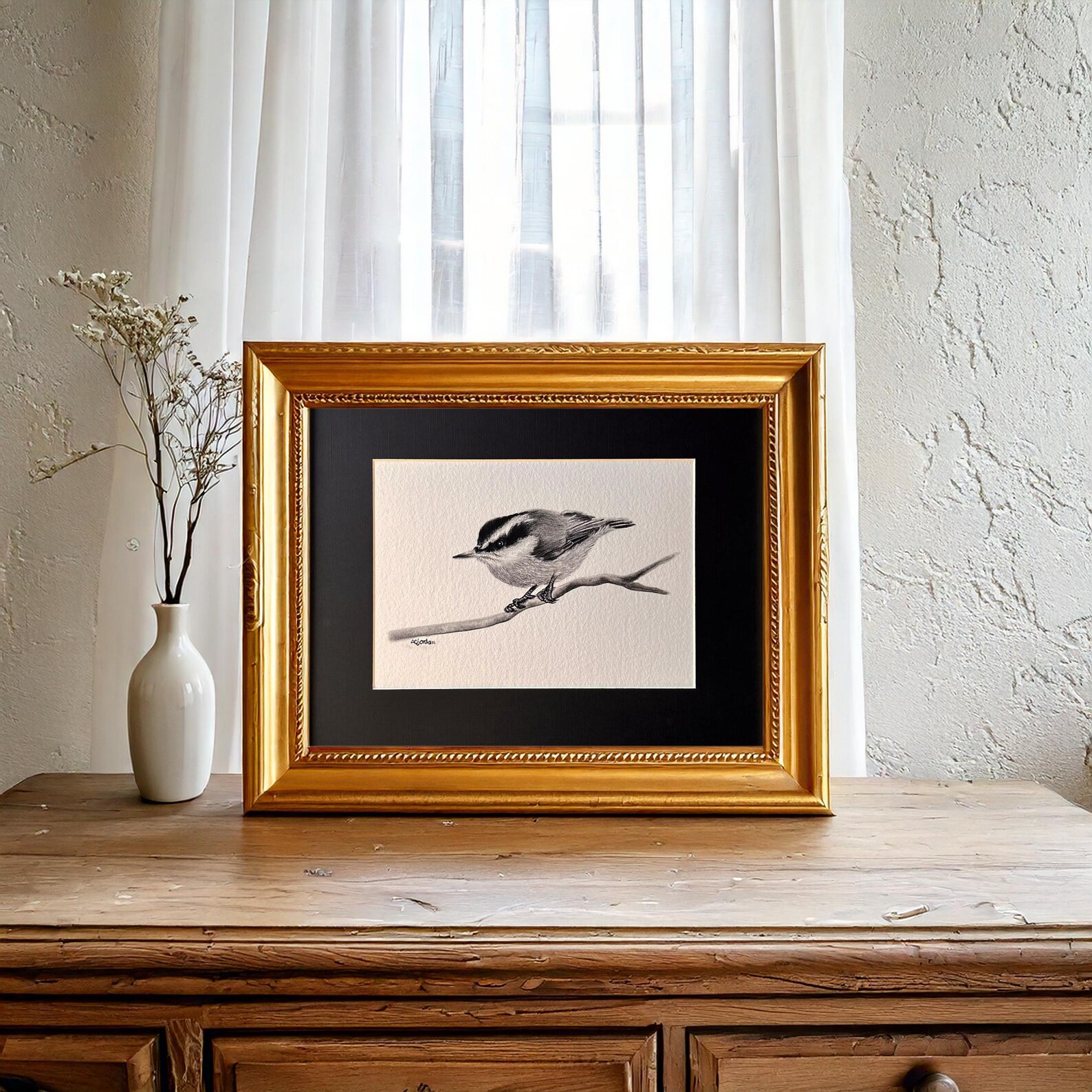 Nuthatch Bird, Original Drawing Print on Textured Fine Art Paper. 5x7 ...