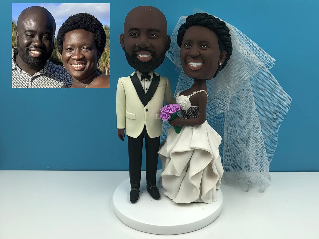 Custom Wedding Cake Bobblehead Topper: Personalized Polymer Clay ...