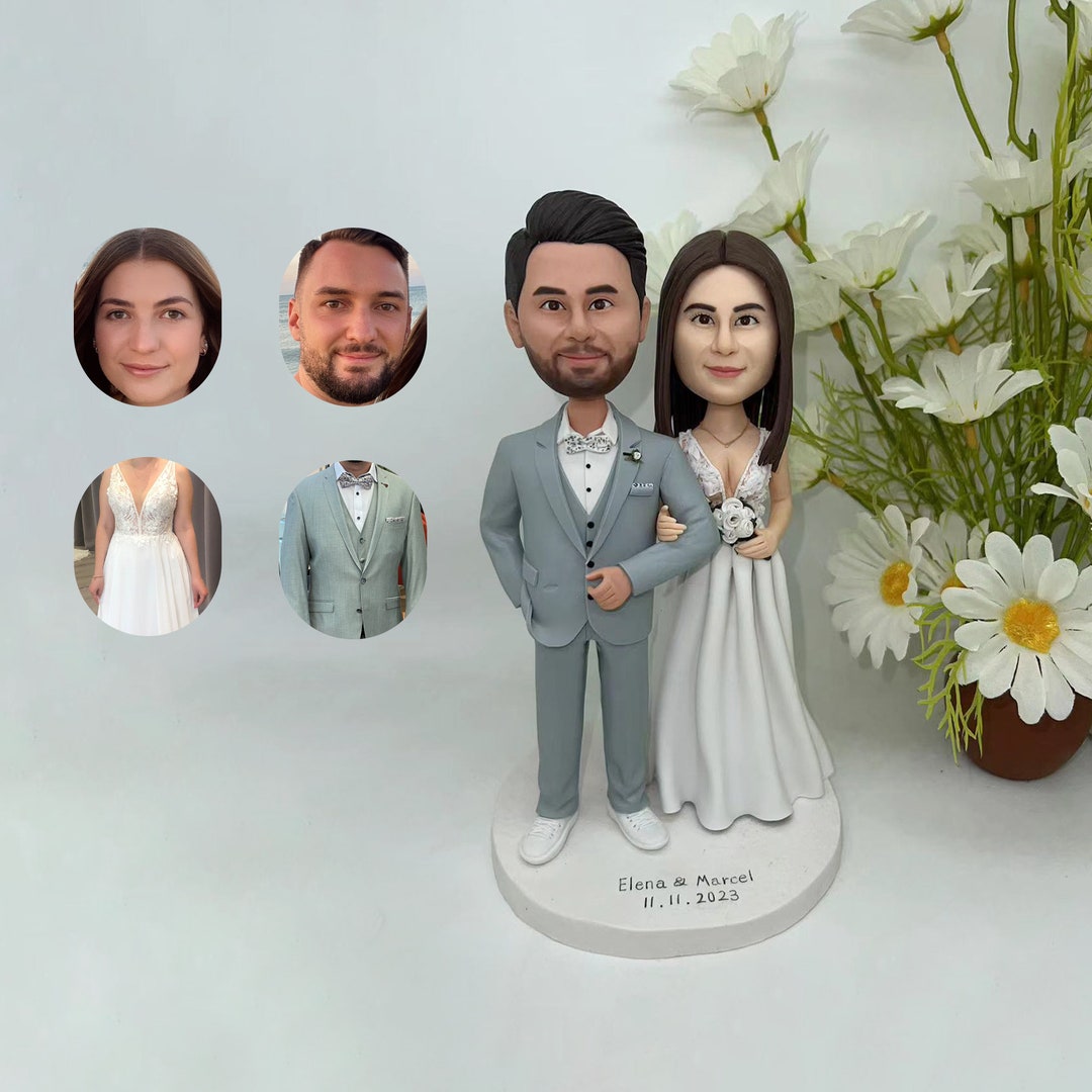 Custom Bowler Hat Cake Bobblehead, Custom Bobblehead Couple Wedding ...