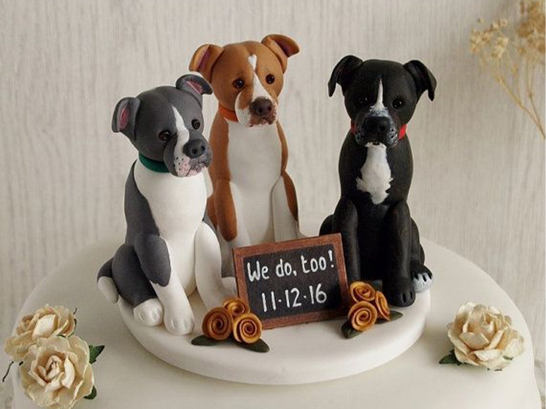 Personalized Polymer Clay Pet Cake Topper: Dog Wedding, Birthday - Etsy