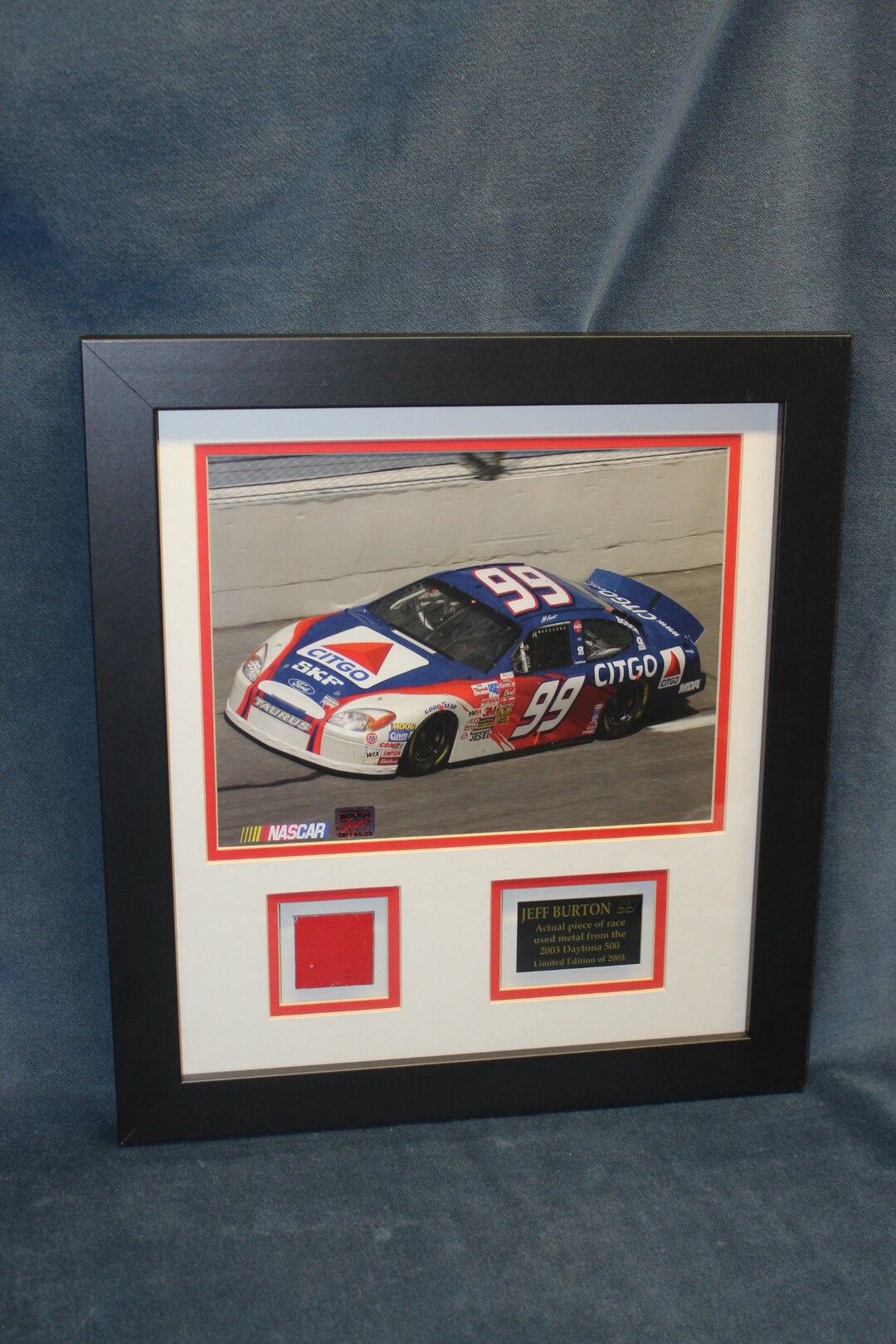 Vintage NASCAR Framed and Matted Racing Memorbillia Jeff Burton (roush ...