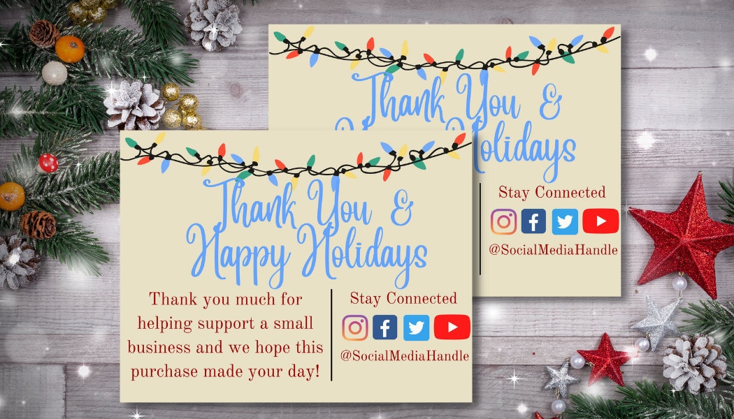 Happy Holidays Thank You Card Template Small Business Thank You Card ...