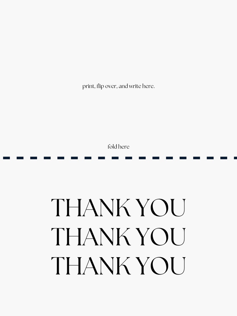 Simple Blank 'thank You' Card Printable - Etsy