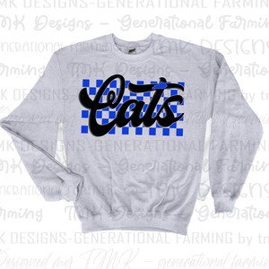 Cats Blue Checkered Design - PNG Digital Designs Customizable 12 School ...