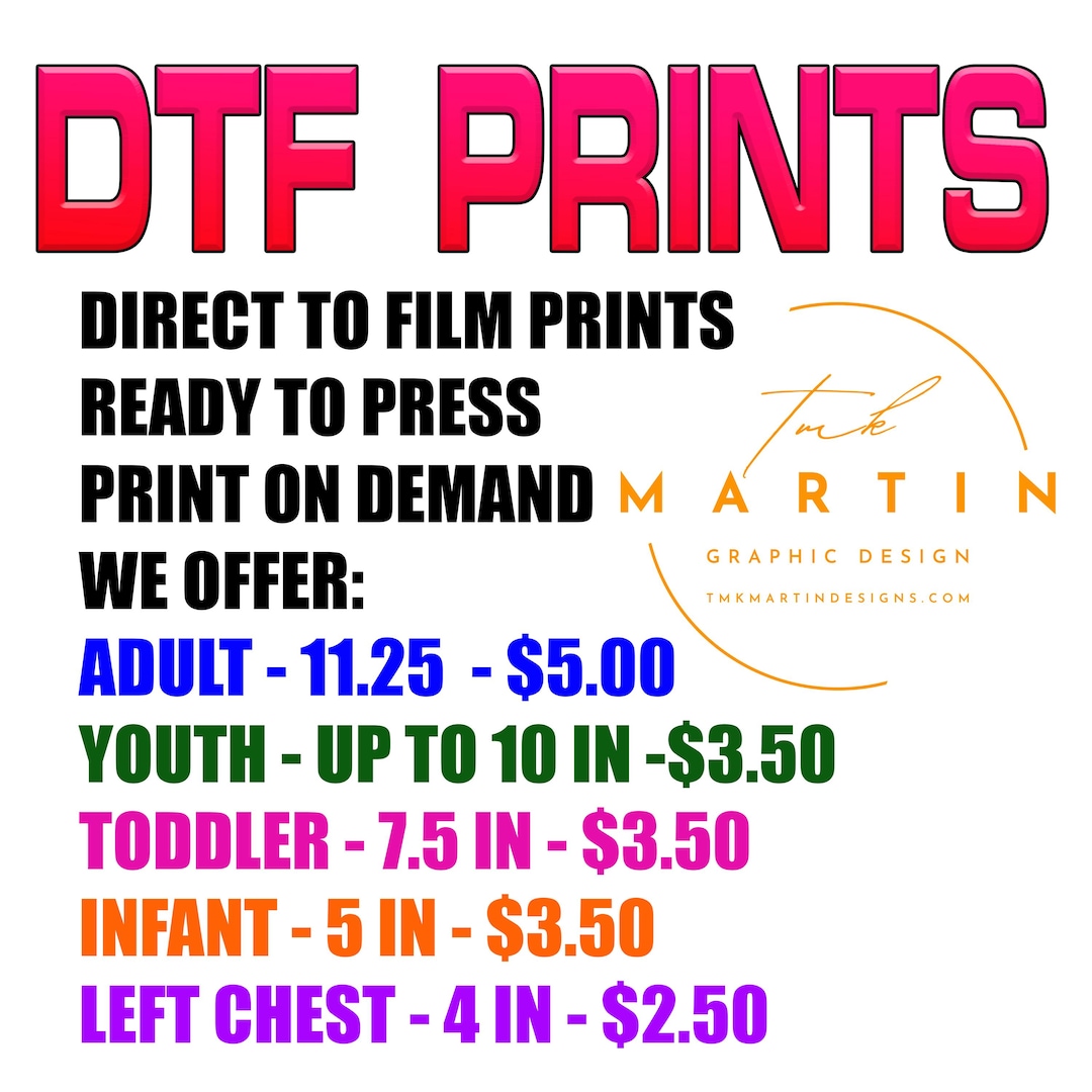 DTF Prints Ready to Press Transfers DTF Transfer Full Color Custom Heat ...
