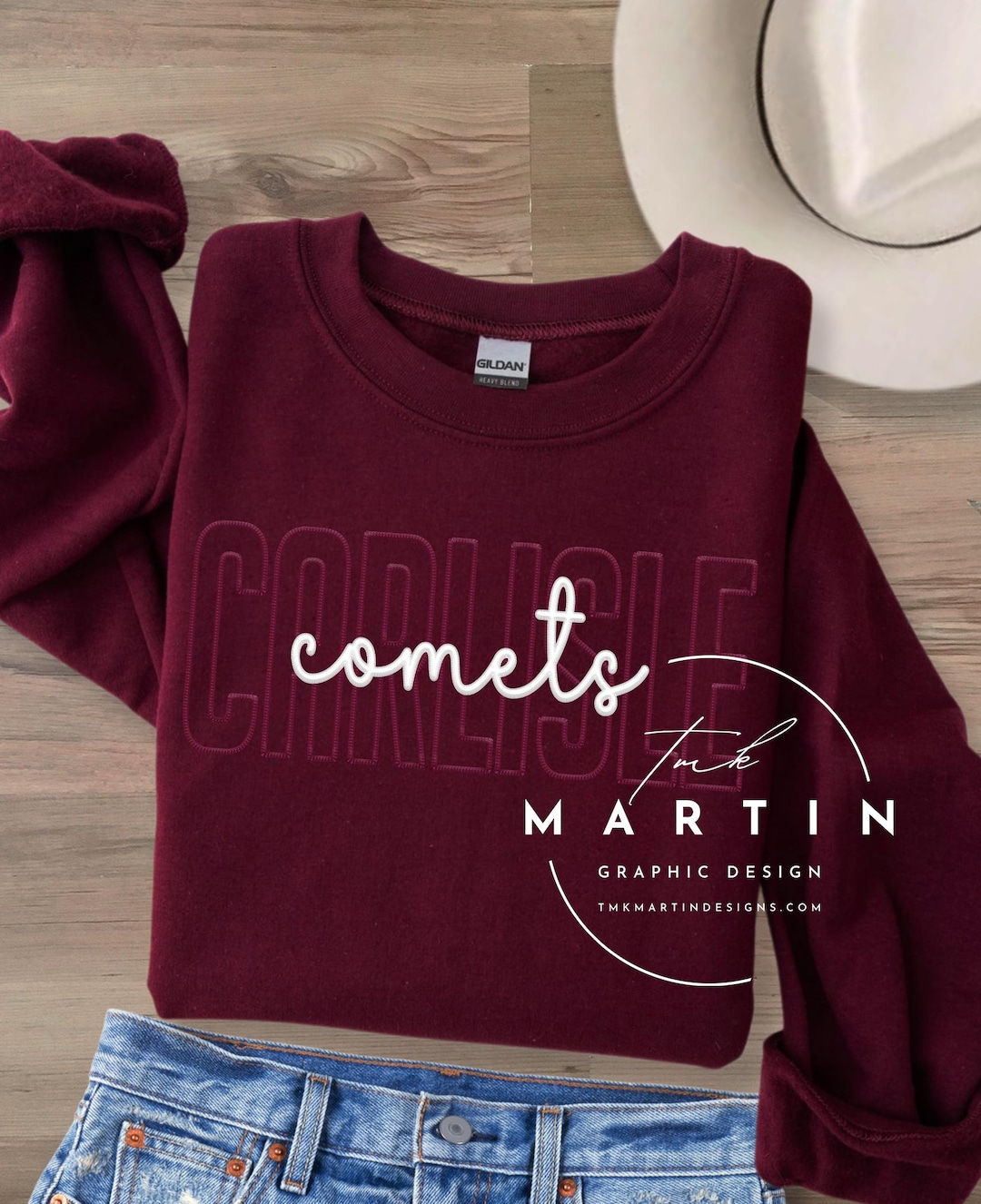 Carlisle Comets Stitch Monochromatic Tee DTF Print Ready to Press ...