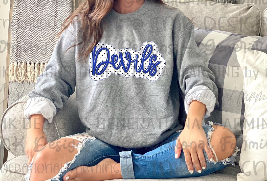 Embroidered Look DTF Devils Sew Patch - Digital Stitching Around the ...