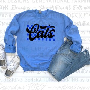 Cats Blue Checkered Design - PNG Digital Designs Customizable 12 School ...