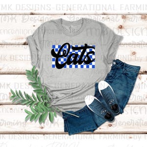 Cats Blue Checkered Design - PNG Digital Designs Customizable 12 School ...