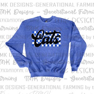 Cats Blue Checkered Design - PNG Digital Designs Customizable 12 School ...