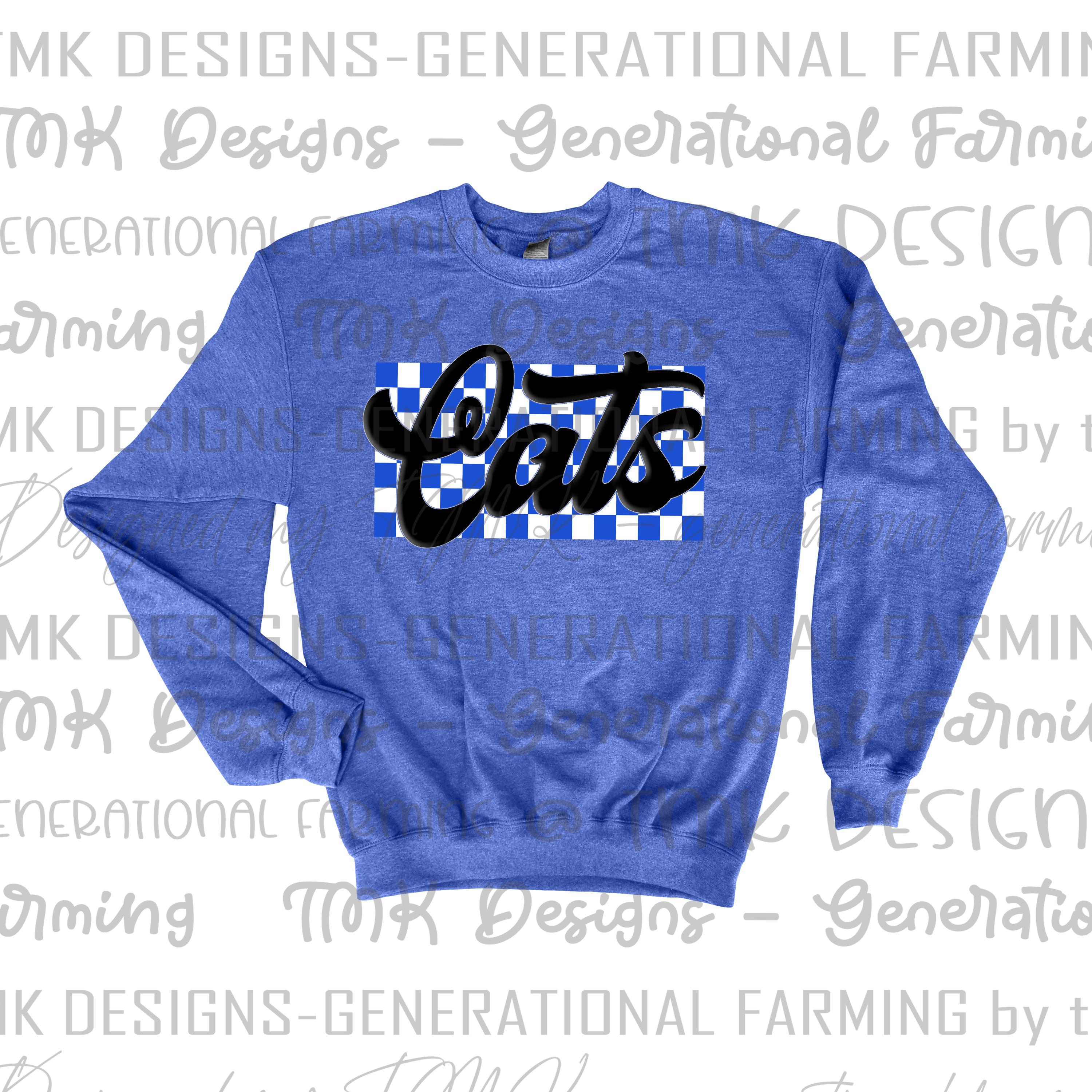 Cats Blue Checkered Design - PNG Digital Designs Customizable 12 School ...