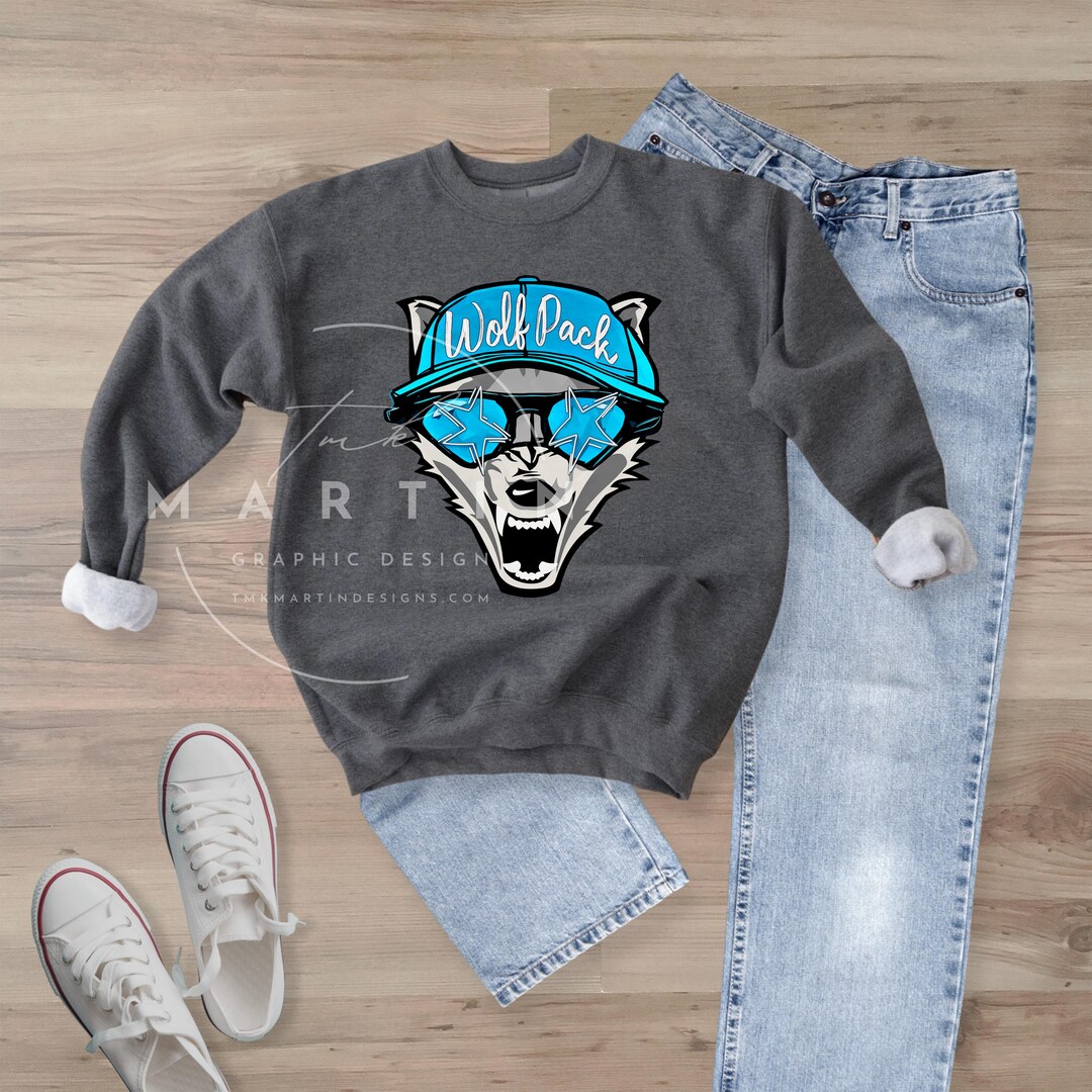 Custom Wolf Pack Png Blue Star Cap Sunglasses Design PNG Digital Design ...