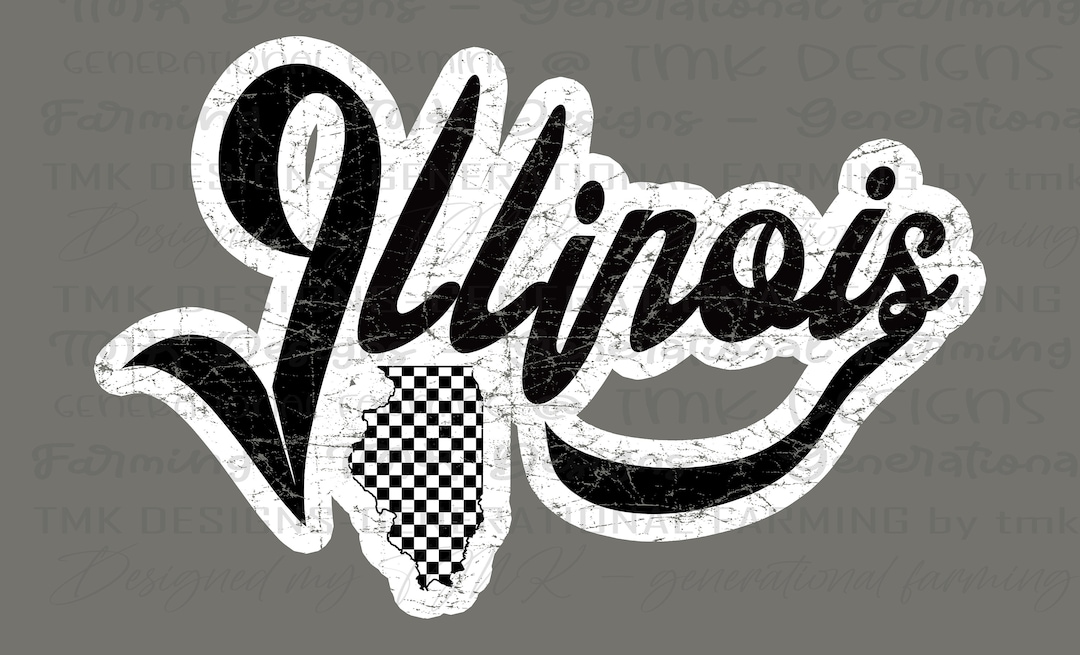 Illinois Checkered Flag Vintage Logo - DTF Printing on Darks or ...