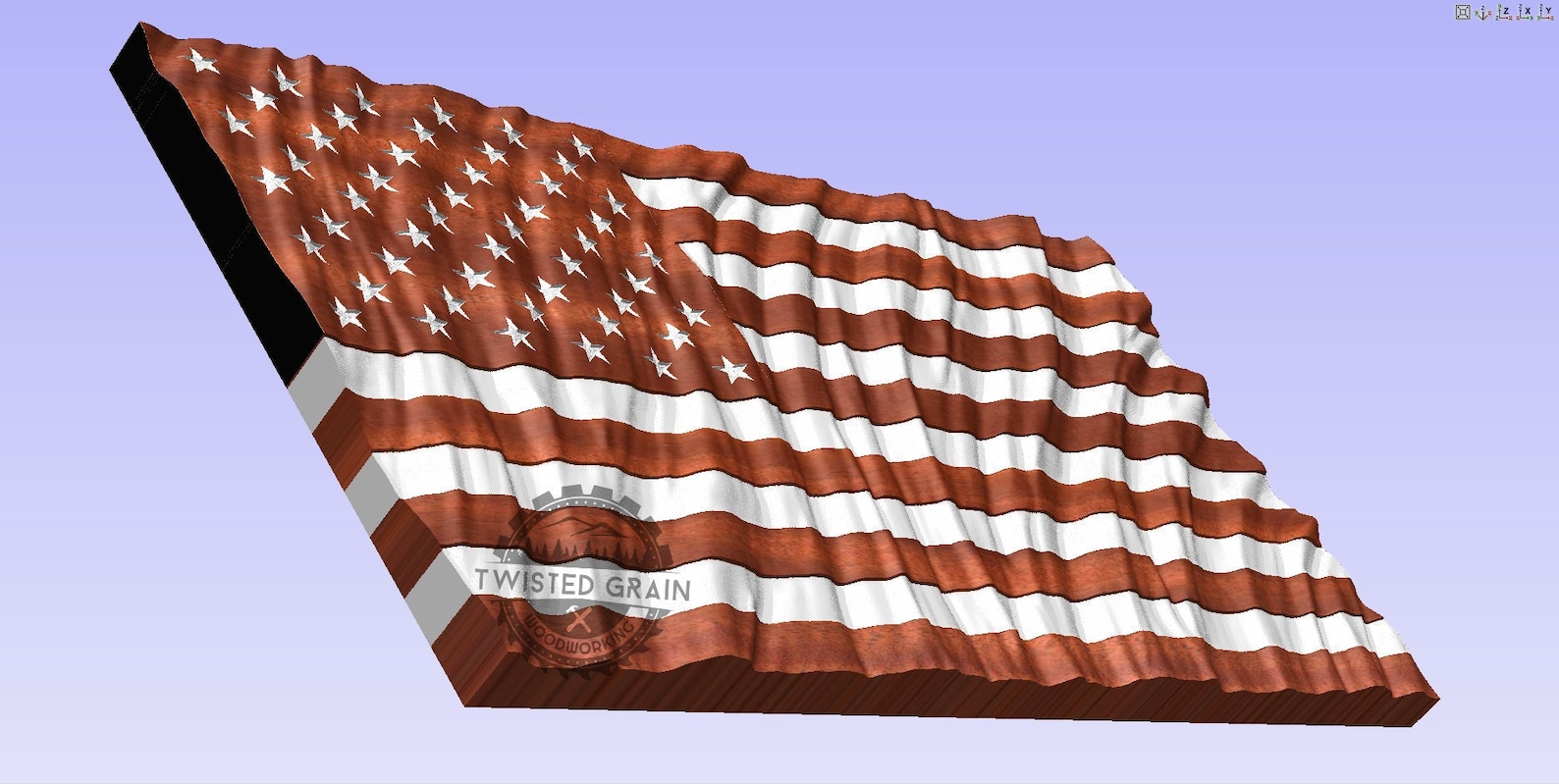 3D CNC File - Old Glory Wavy Flag, 3D .STL + Dxf, Ai, Svg, .eps + Job ...