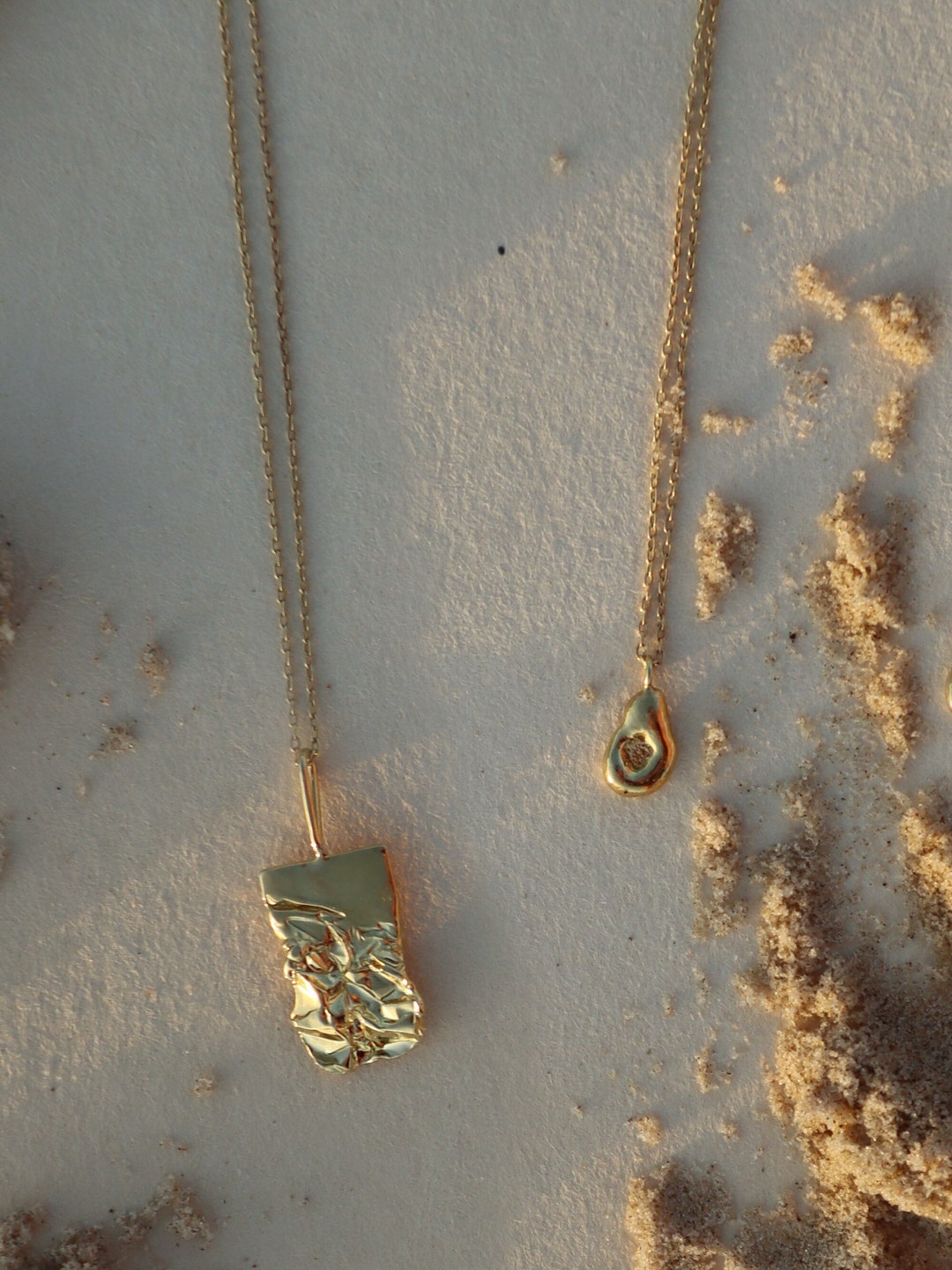 Gold Edgy Rectangular Necklace Gold Vermeil Square Charm Everyday ...