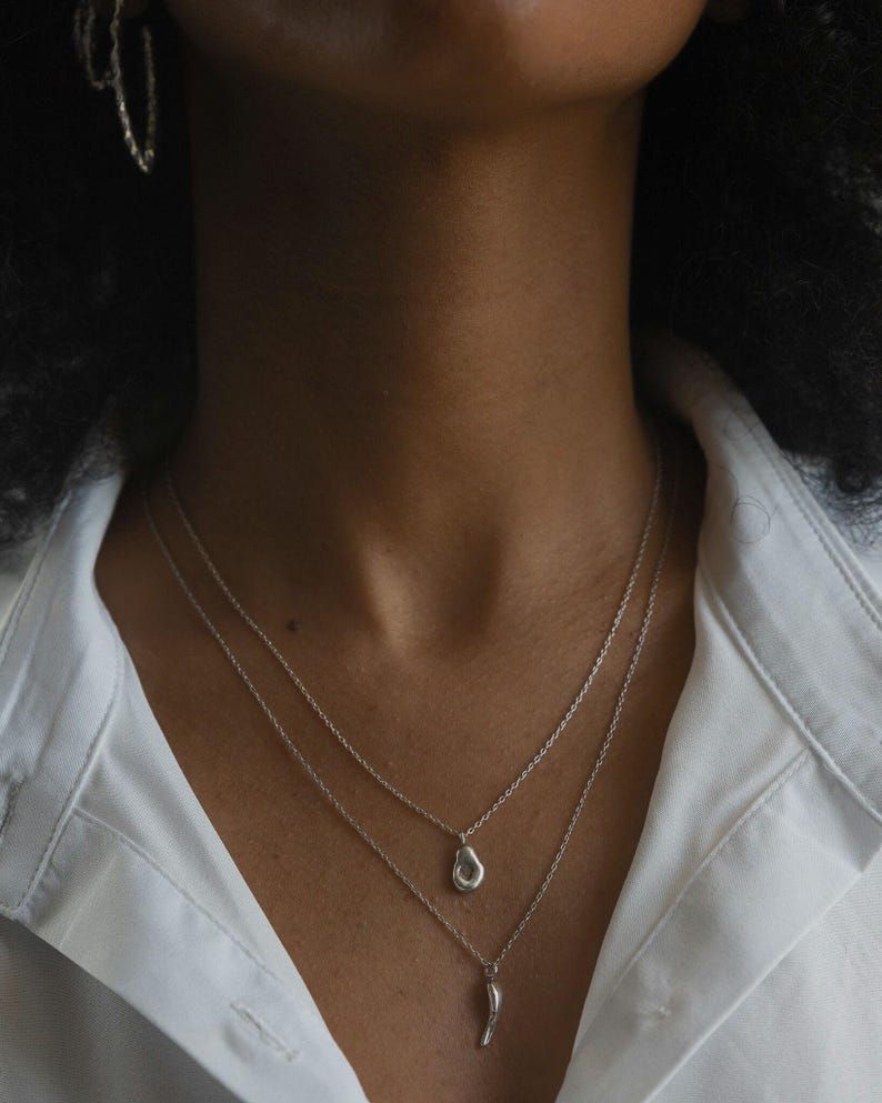 Organic Gold Pebble Pendant - Handmade Dainty Necklace in 14k Gold ...