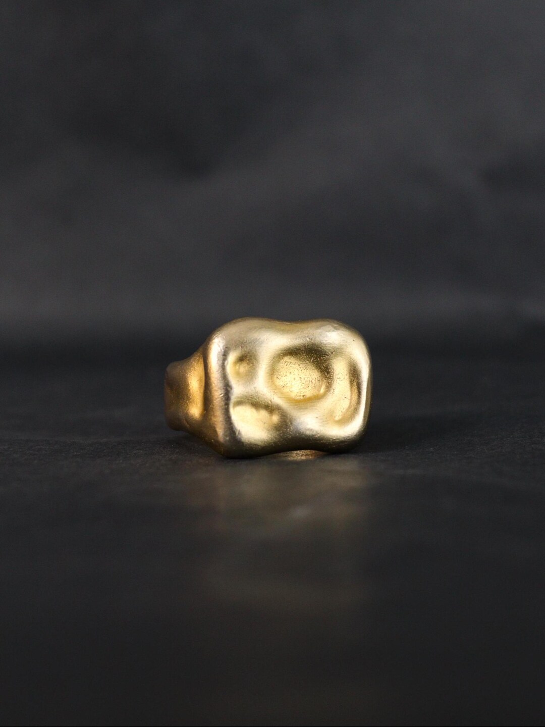 Chunky Gold Ring , Bold Statement Ring ,woman Minimalist Organic Dome Ring , Gold Curve Ring ...