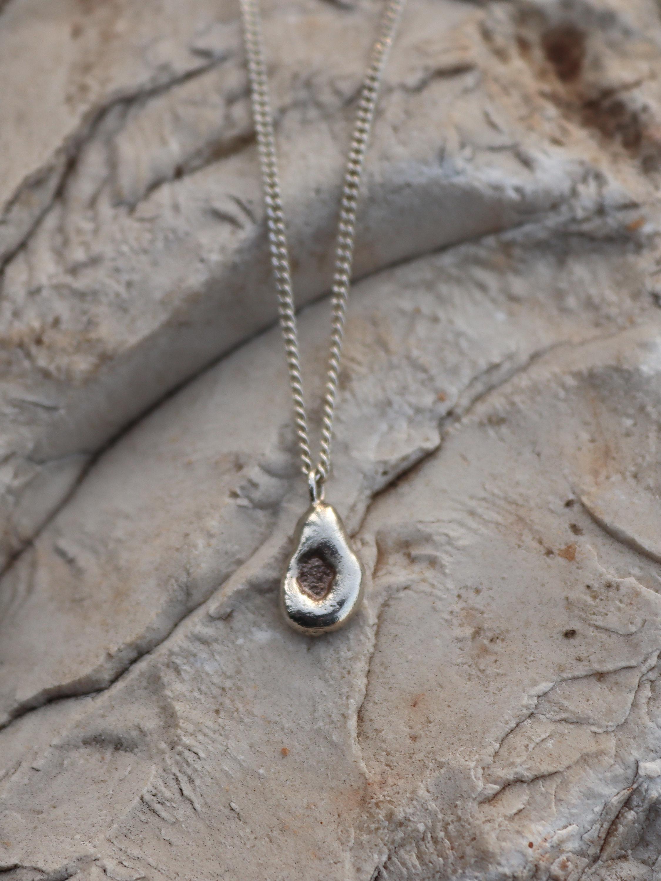 Organic Gold Pebble Pendant - Handmade Dainty Necklace in 14k Gold ...